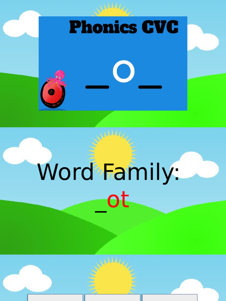 Phonics CVC Letter O Word Family Ot | PDF