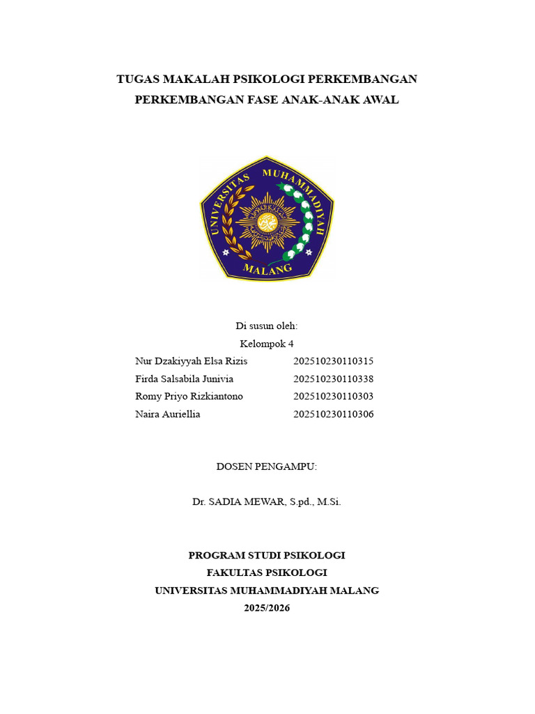 Kelompok 4_Perkembangan Fase Anak-Anak Awal | PDF