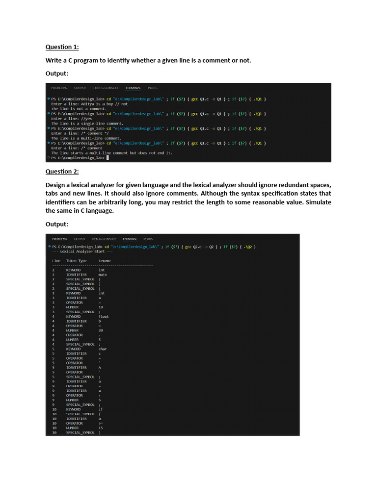 Only Out Put and Question | PDF