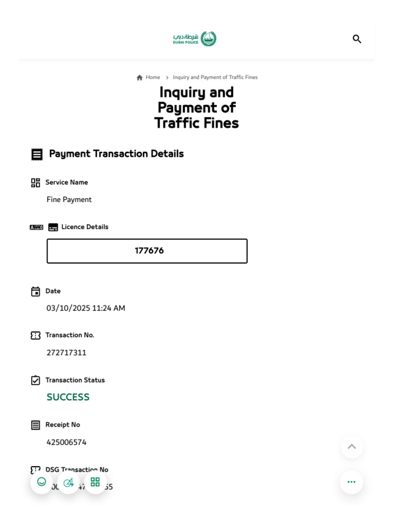 Dubai Traffic Fine Payment Receipt | PDF