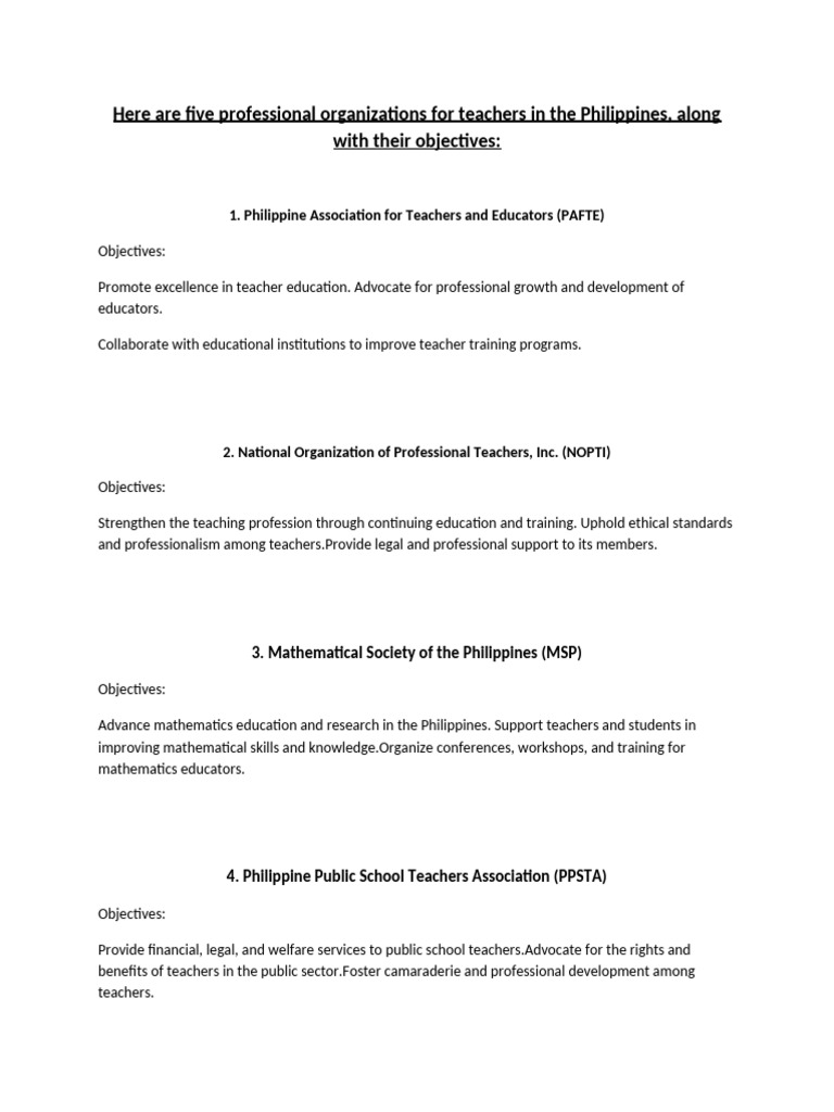 Top Teacher Organizations in the Philippines | PDF | Teachers ...