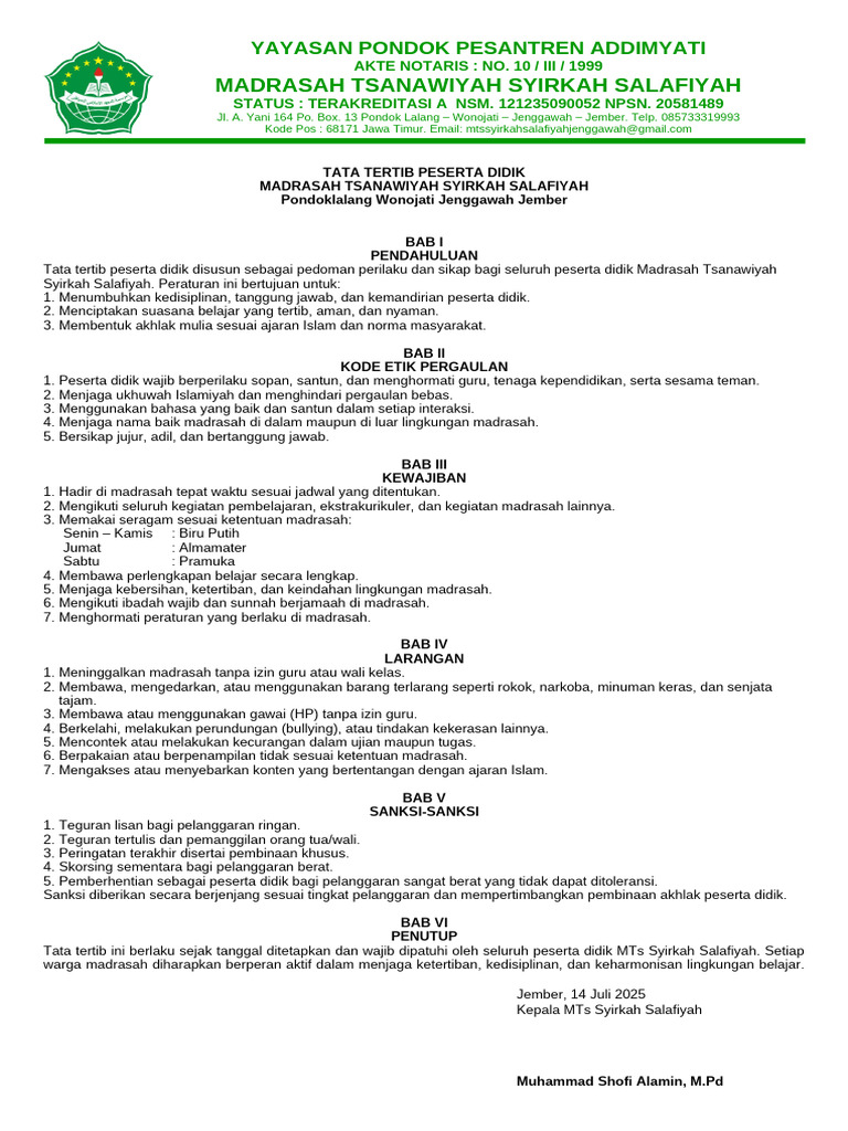 Tatib Peserta Didik | PDF
