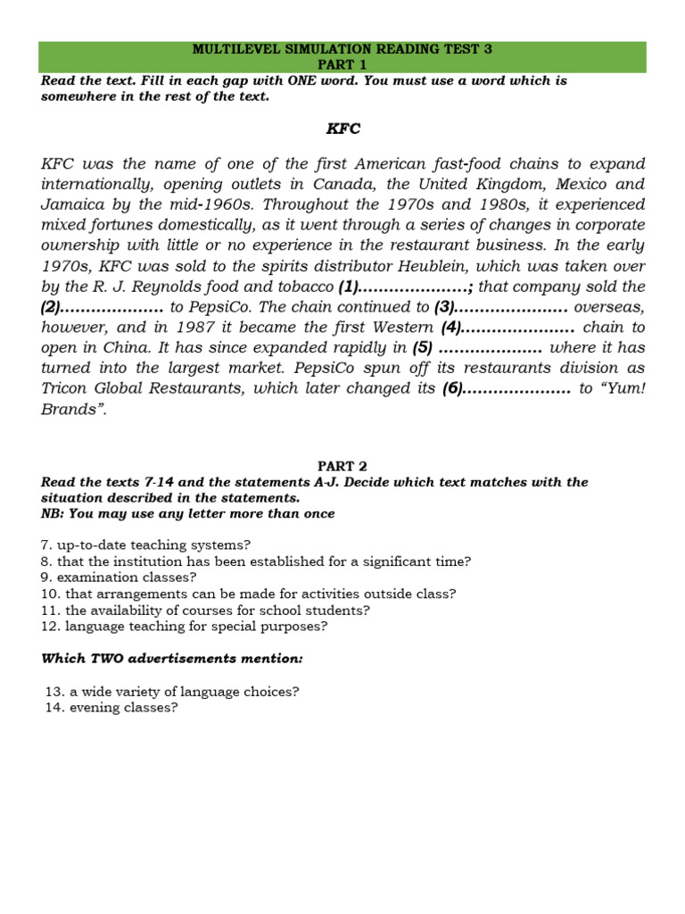 Multi-Level Full Reading Test | PDF | Coal | Natural Environment