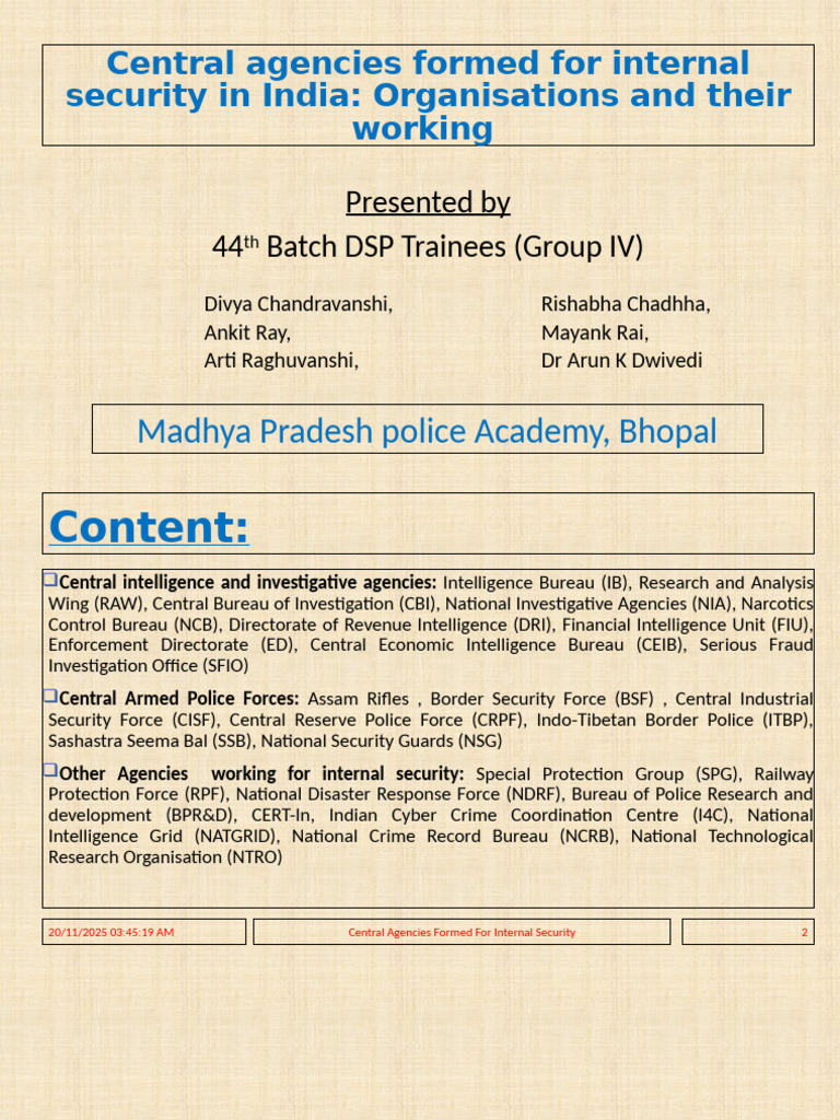 Central Security Agencies in India | PDF | National Security ...