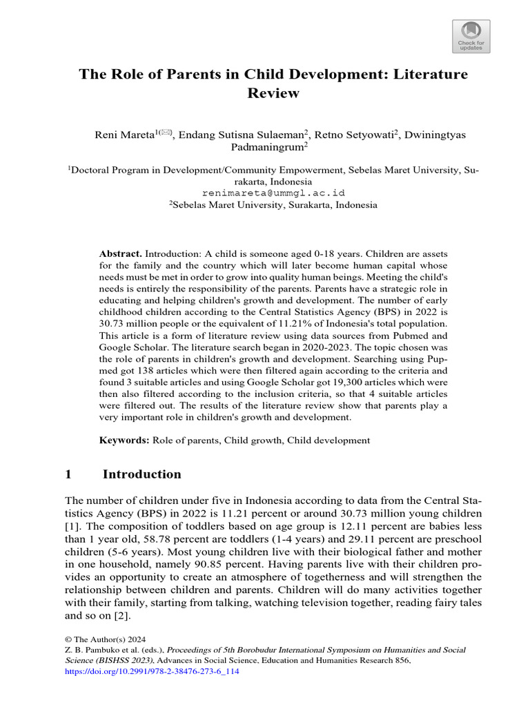 The Role of Parents in Child Development Literatur | PDF | Creative ...