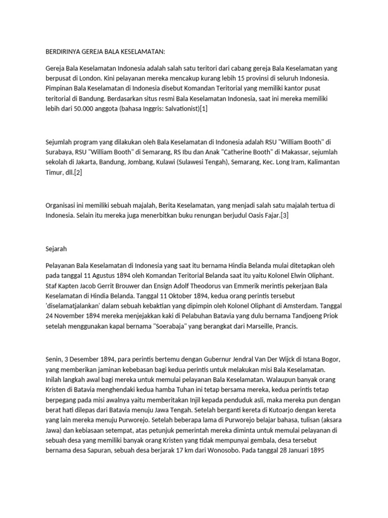 Sejarah Bala Keselamatan | PDF