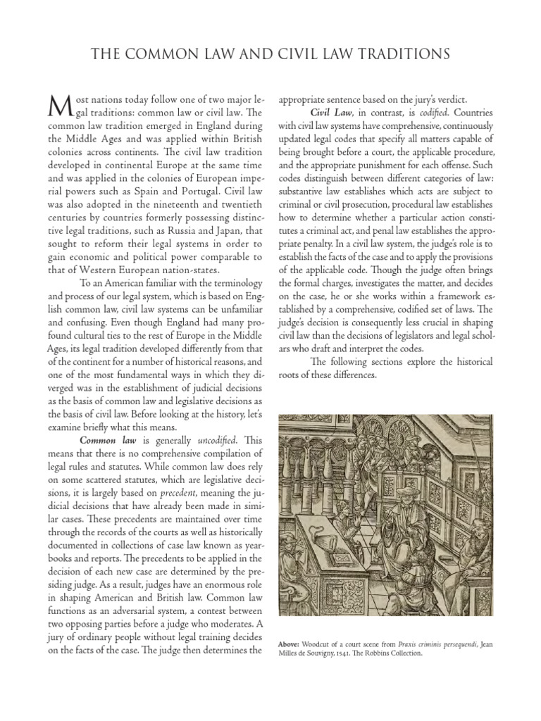 Common Law Civil Law Traditions | PDF | Common Law | Civil Law (Legal ...