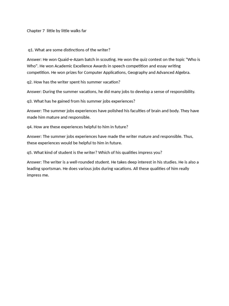 Writer's Growth Through Summer Jobs | PDF
