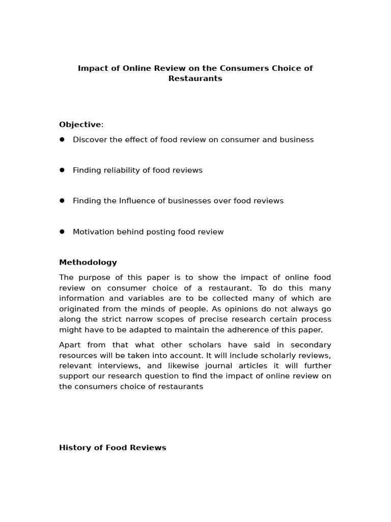 Impact of Online Food Reviews on Dining Choices | PDF | Blog | Internet