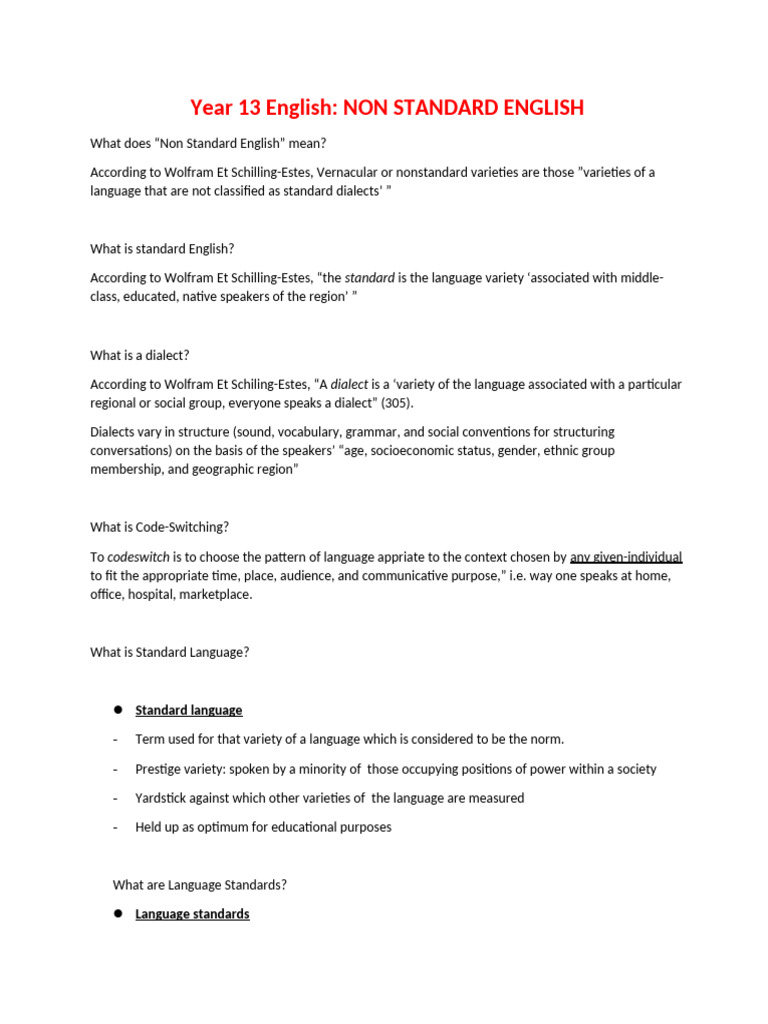 Non Standard English | PDF | English Language | Dialect