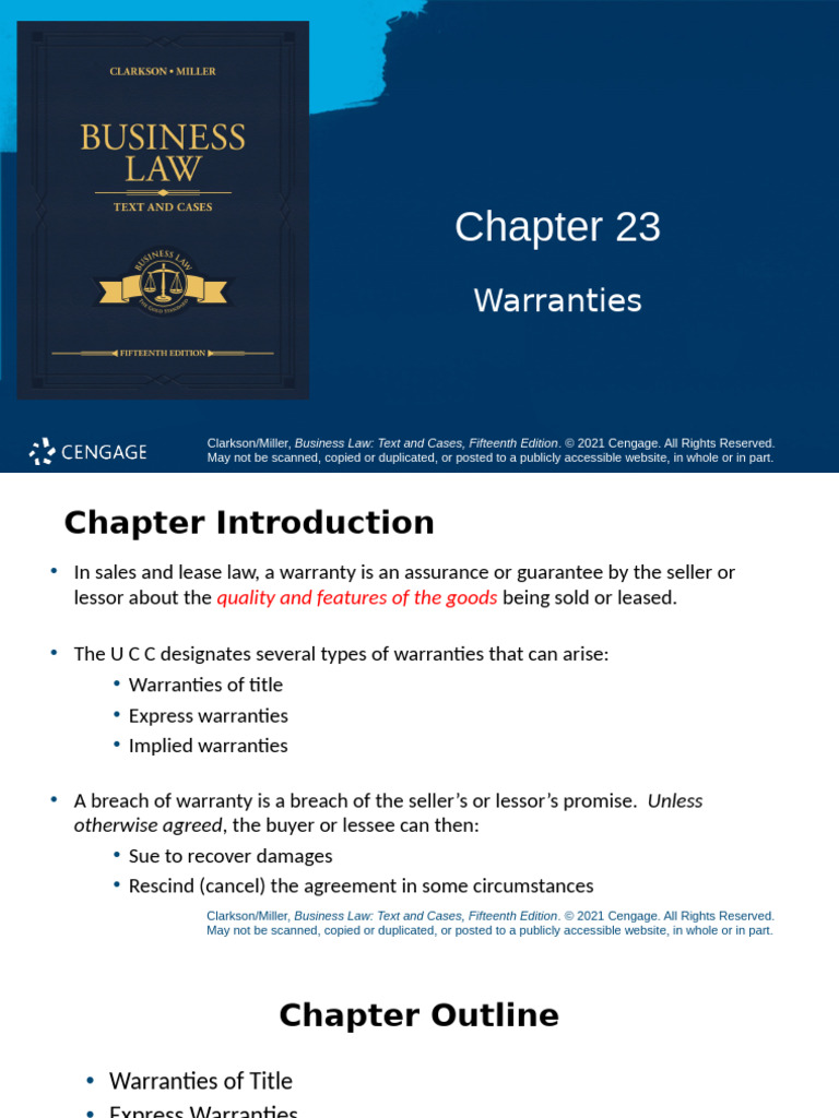 Business Law CH23 F2025 LEW | PDF | Implied Warranty | Justice