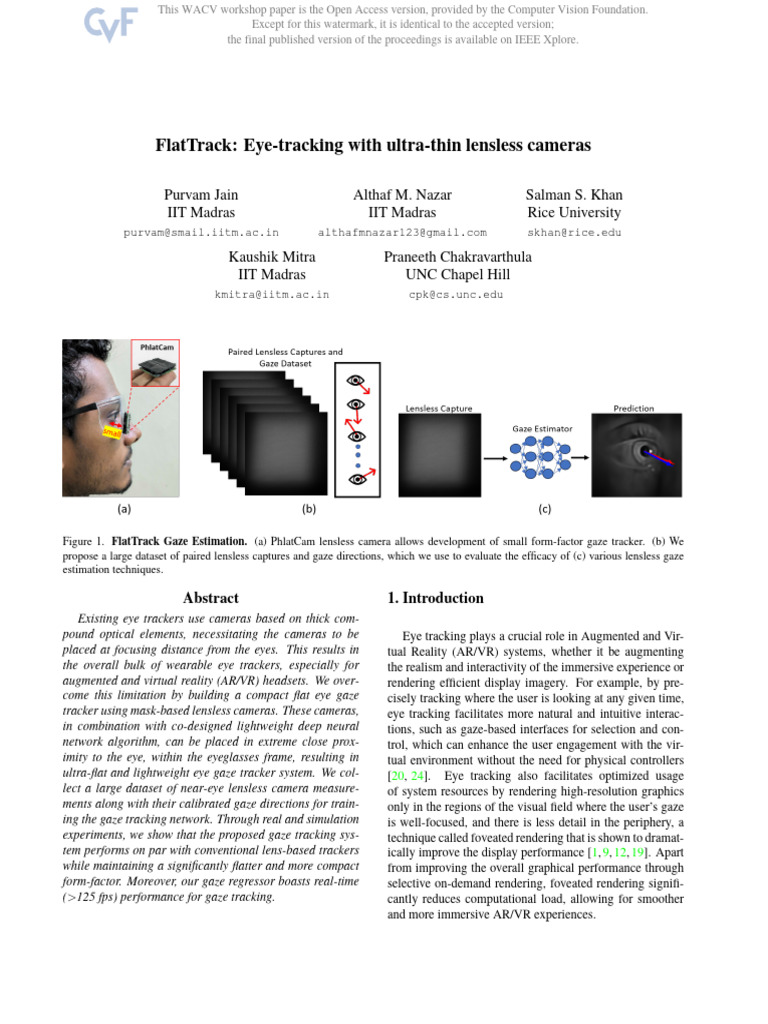 Jain FlatTrack Eye-tracking With Ultra-thin Lensless Cameras WACVW 2025 ...