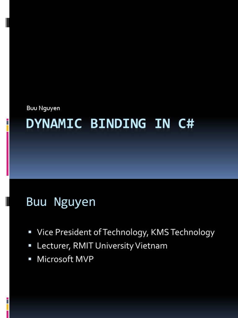 Dynamic Binding in C#: Buu Nguyen | PDF | C Sharp (Programming Language ...