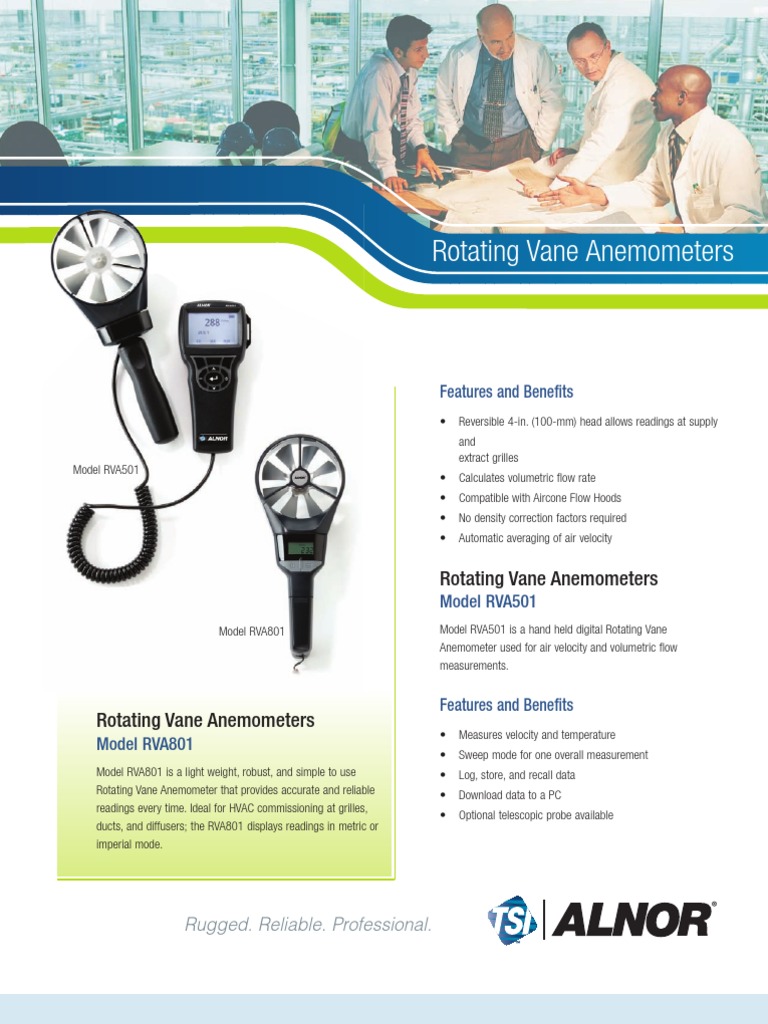 Rotating Vane Anemometers RVA501-801 Alnor | PDF | Duct (Flow) | Volume
