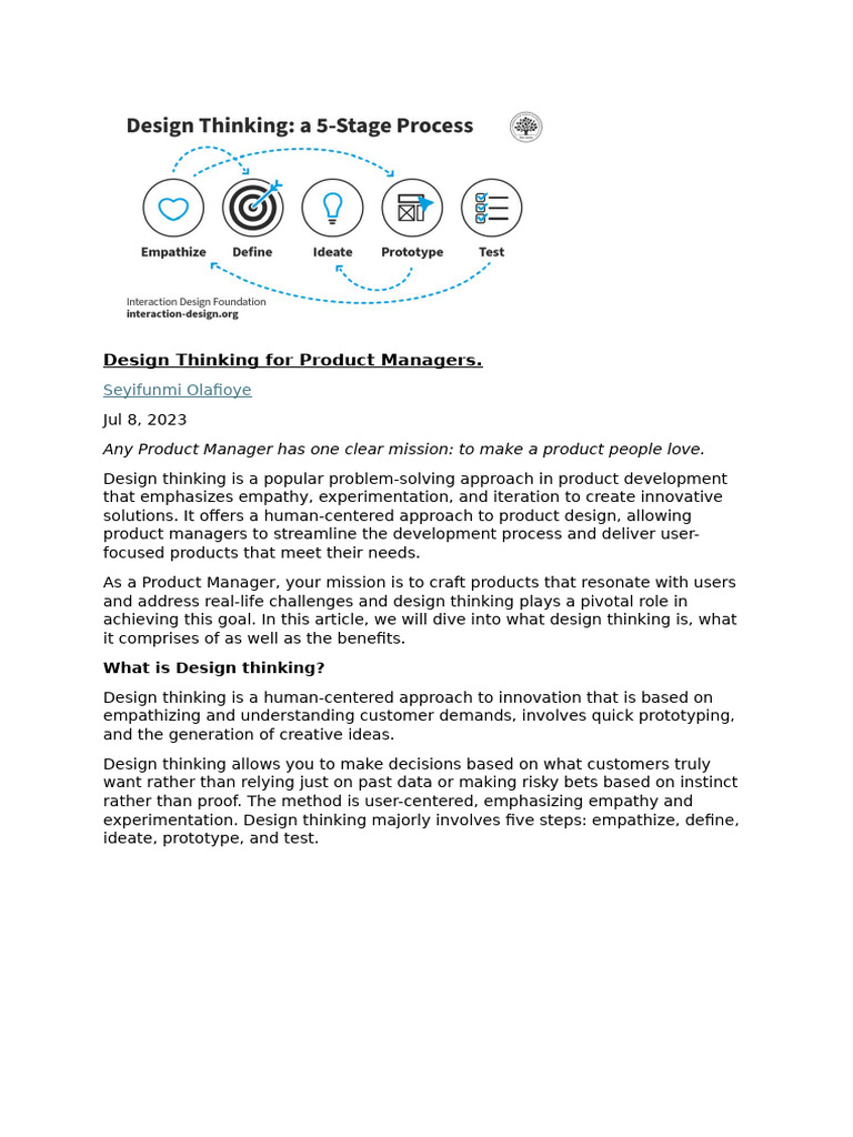 Design Thinking for Product Managers Guide | PDF | Usability | Design ...