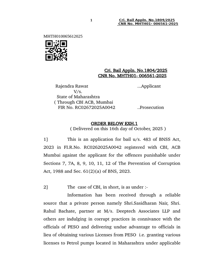 Rajendra Rawat Bail Order Dated 16.10.25 | PDF | Bail | Law Enforcement