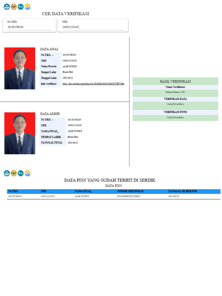 SKL Verifikasi Data Sertifikat ULM | PDF
