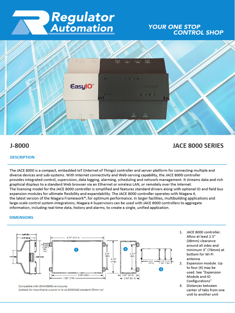 JACE 8000 Datasheet | PDF | Wi Fi | Usb
