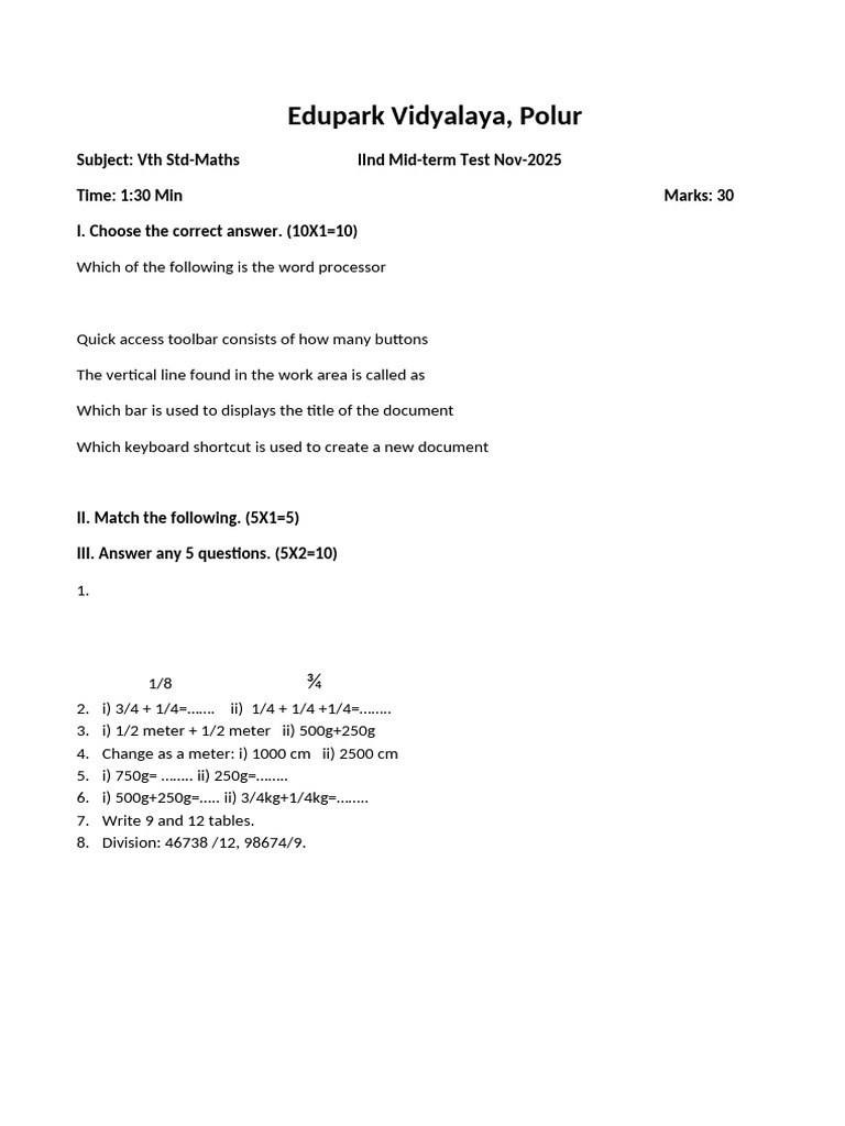 Computer IV TH Question Paper Nov 2025 | PDF