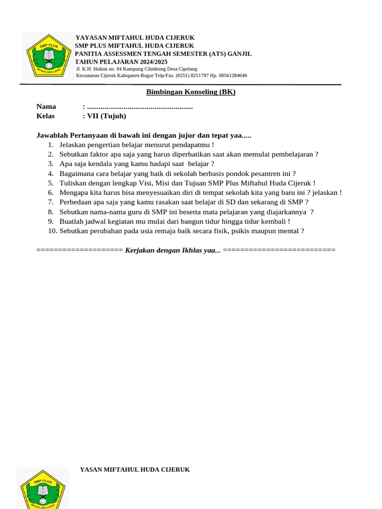 ATS BK SMT 1 2023-2024 | PDF