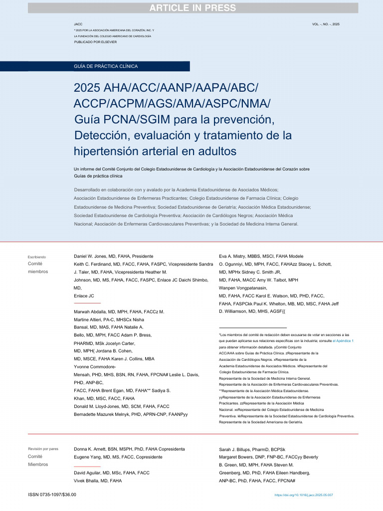 Guía 2025 para la Hipertensión Arterial | PDF | Hipertensión ...