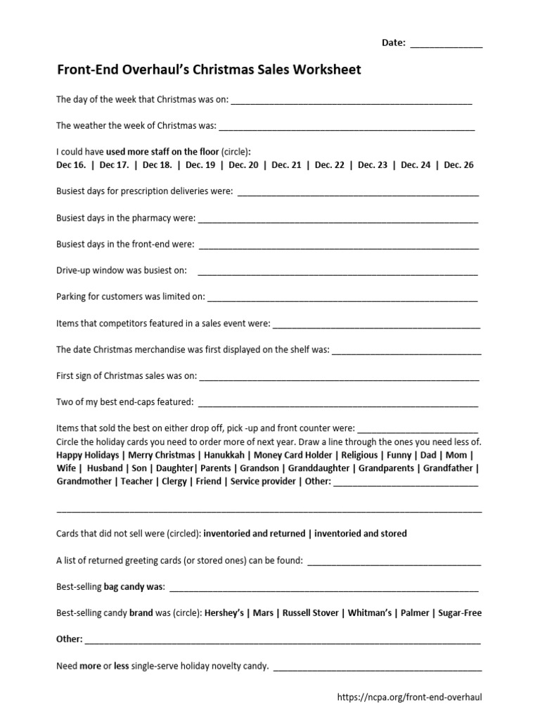 Christmas Sales Analysis Worksheet | PDF