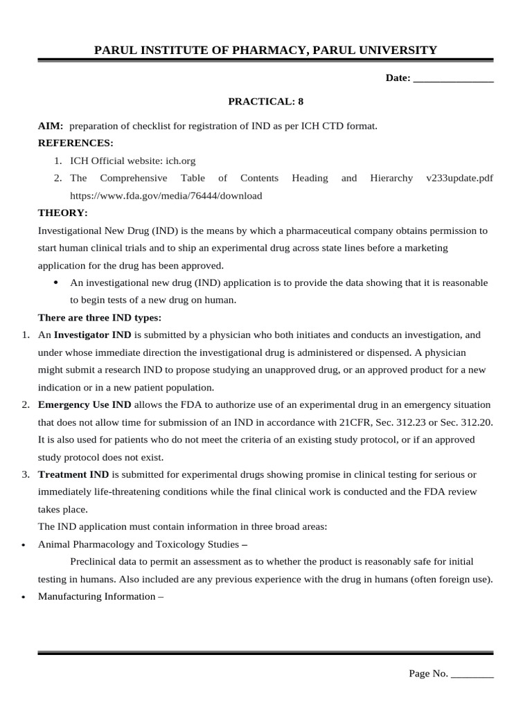 IND Registration Checklist Preparation | PDF | Clinical Trial ...