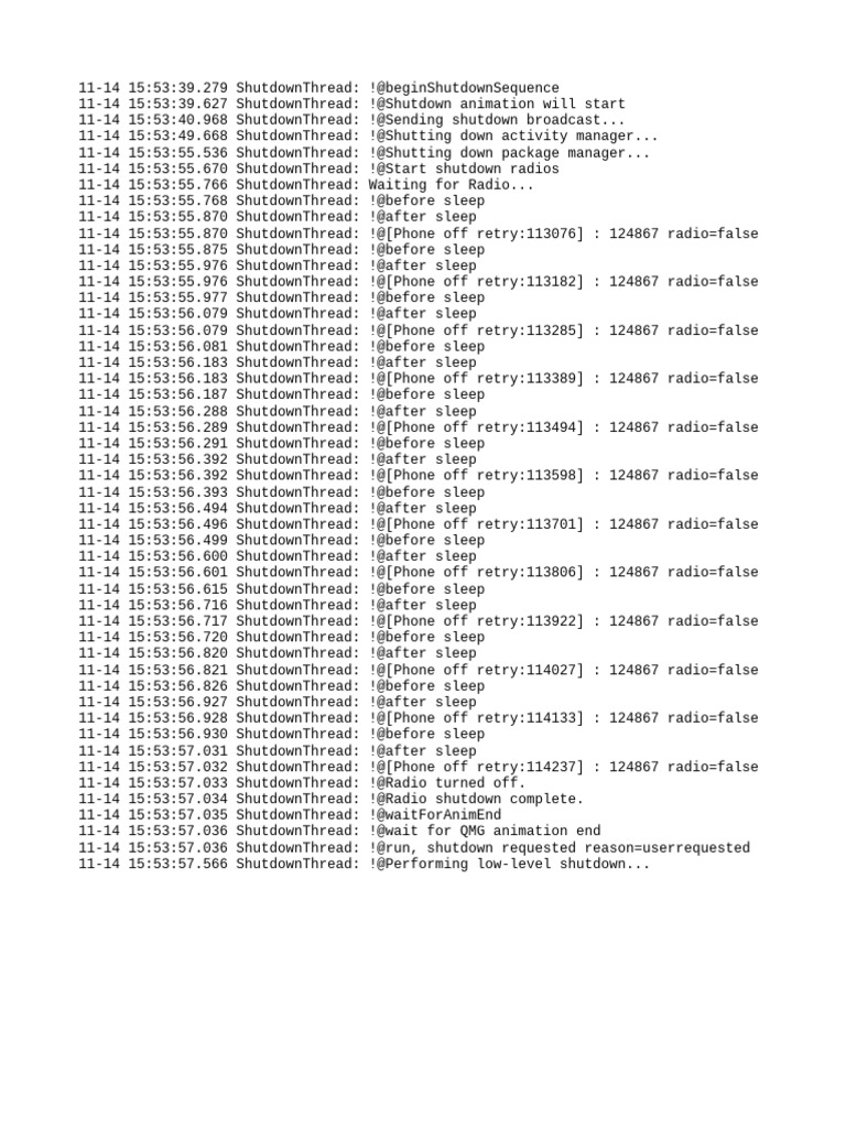 Device Shutdown Process Log | PDF