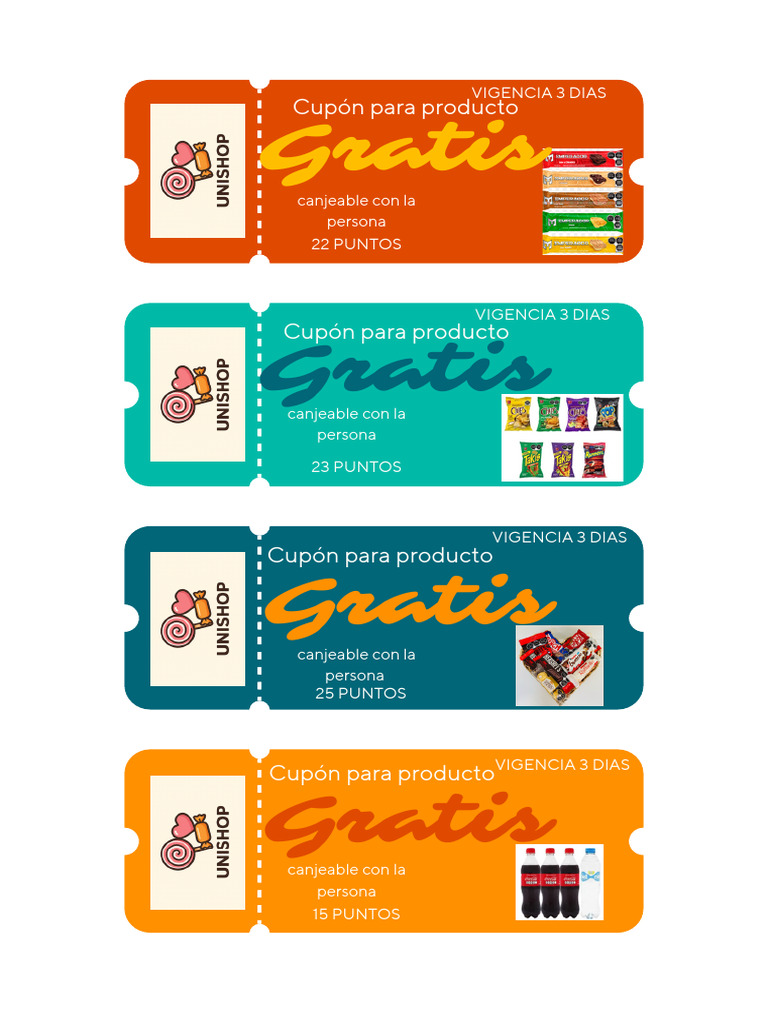 Cupón para Bebida Gratis Ilustrado Alegre Colorido | PDF