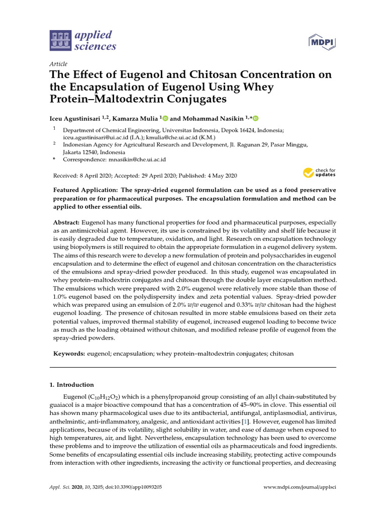 Applsci-10-03205-V2 - Jurnal Applied Sciences - Eugenol | PDF | High Performance Liquid ...