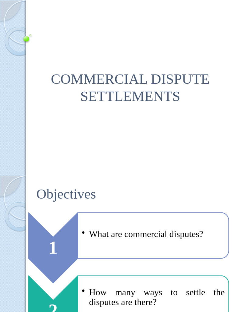 Commercial Dispute Settlement Methods | PDF | Arbitration | Lawsuit