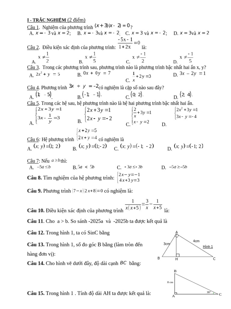 ĐỀ ÔN GK I | PDF