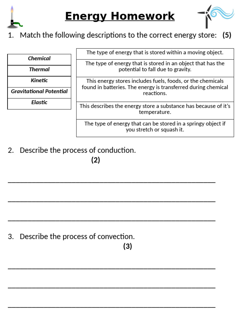 Energy Homework | PDF | Potential Energy | Heat