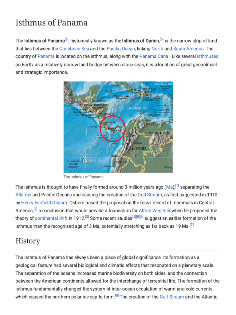 Isthmus of Panama - Wikipedia | PDF | Earth Sciences | Physical Geography