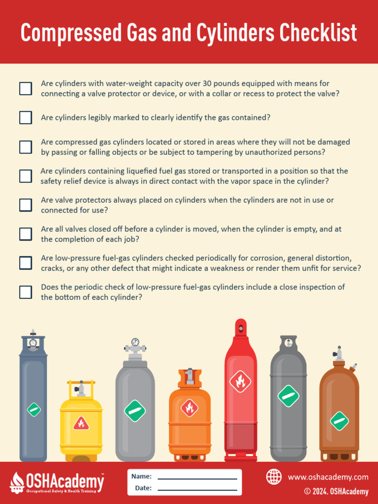 Compressed Gas and Cylinders Checklist | PDF