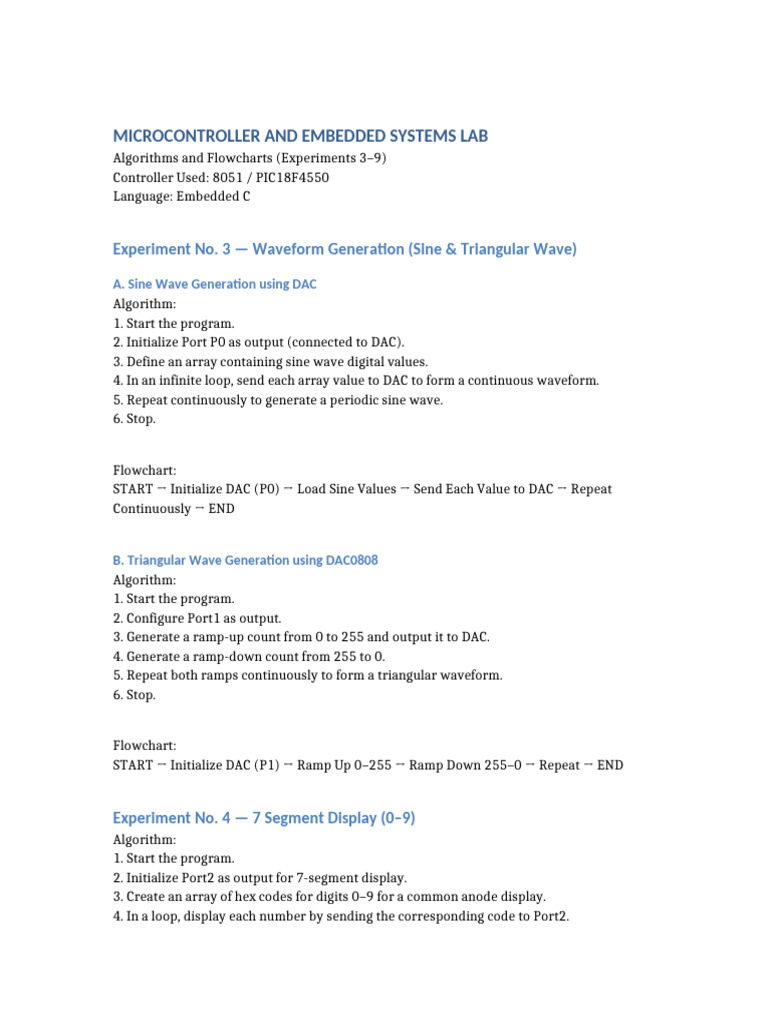 Microcontroller Experiments 3 To 9 | PDF | Analog To Digital Converter | Computing