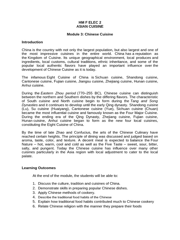 MODULE 4 Chinese Cuisine | PDF | Chinese Cuisine | Cantonese Cuisine