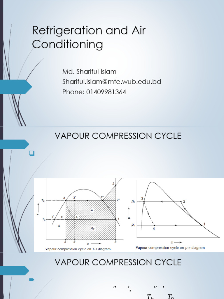 Vapour Compression Cycle Explained | PDF | Thermodynamics | Engineering ...