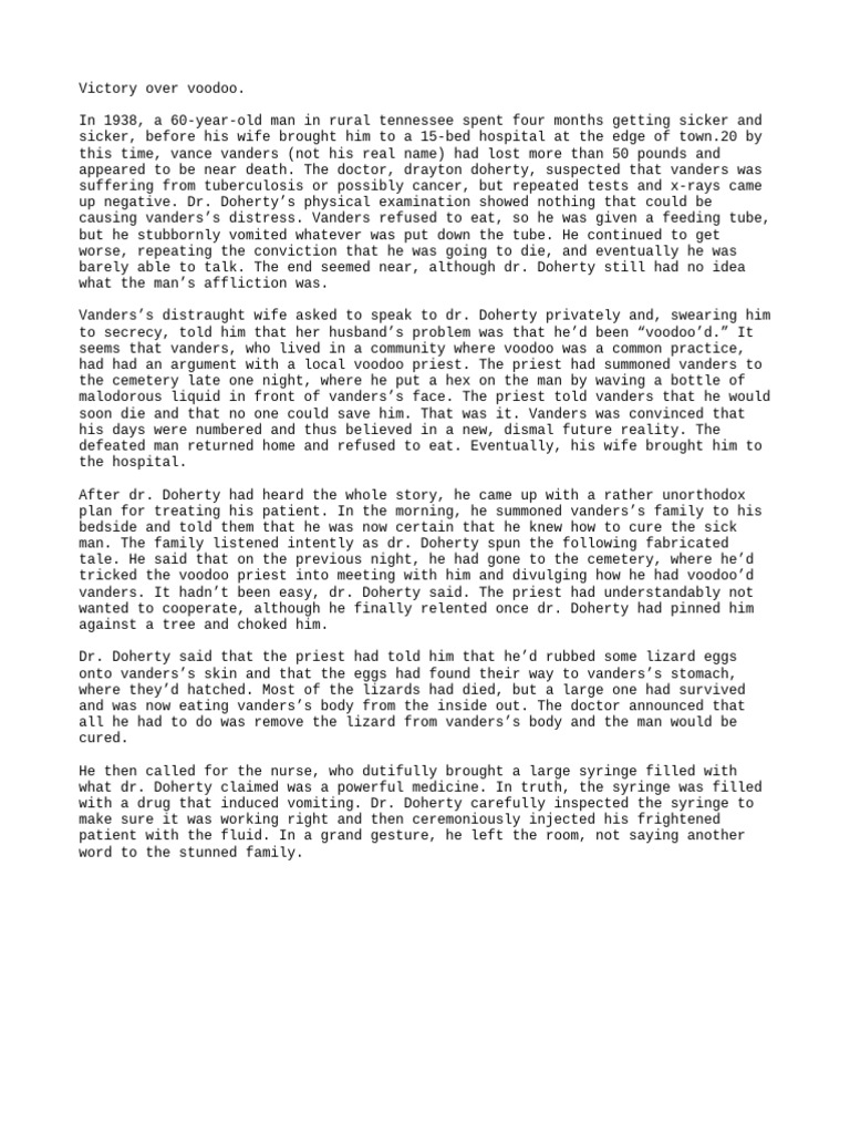 Victory over voodoo notes | PDF