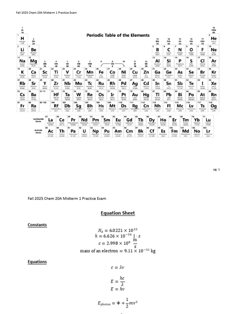 Midterm 1 Practice Exam | PDF | Electron | Uranium