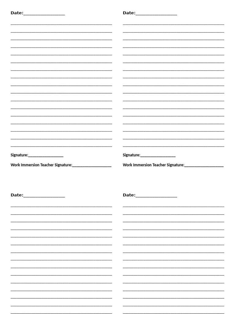 Work Immersion Daily Journal Template | PDF