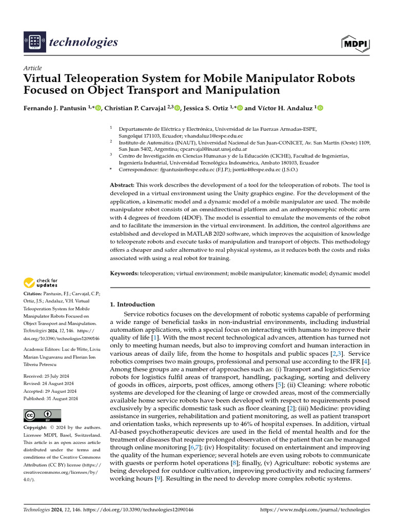 Virtual Teleoperation System F | PDF | Virtual Reality | Kinematics