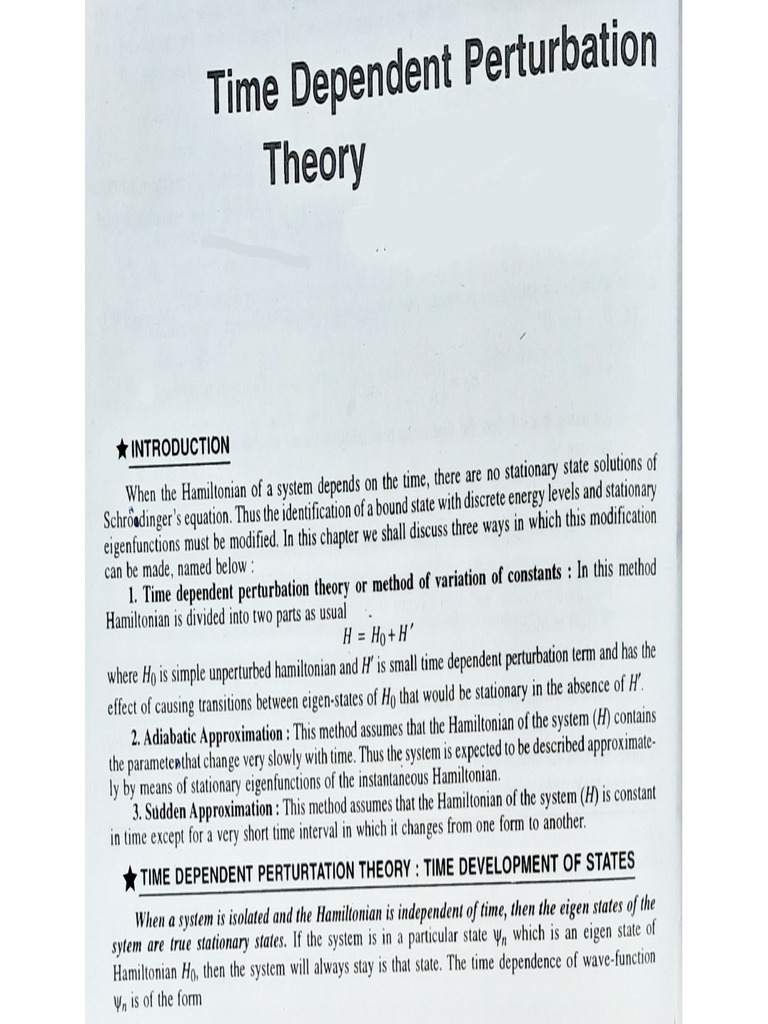 Time Dependent Perturbation Theory | PDF