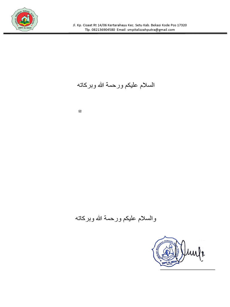 Surat Undangan Kajian TK-TQ Al-Izzah | PDF