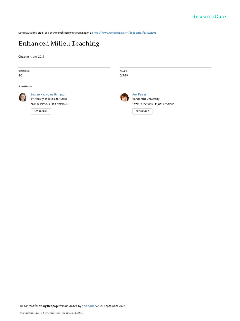 Enhanced Milieu Teaching Strategies | PDF | Learning | Language Acquisition
