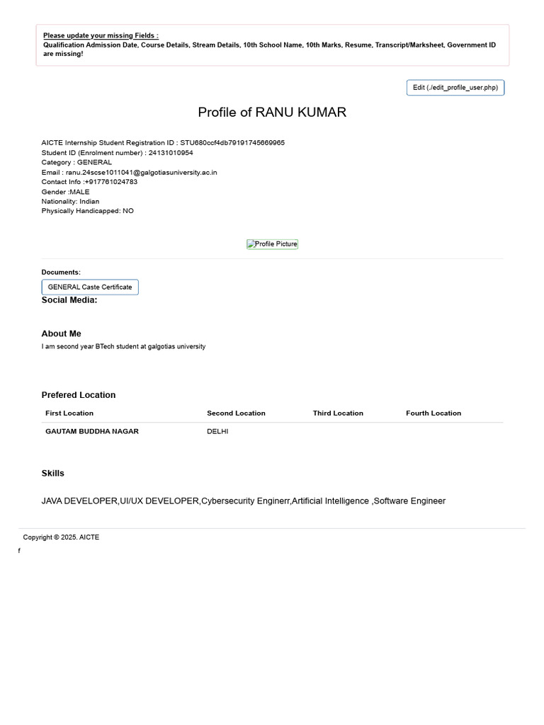 AICTE Internship Enterprise Portal - Learning by Doing. 1 Crore ...