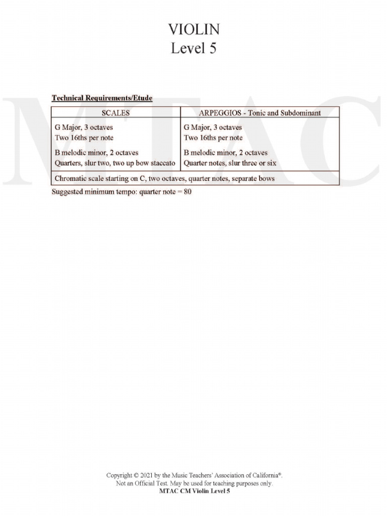 Violin Sight Reading-MTAC 5 | PDF