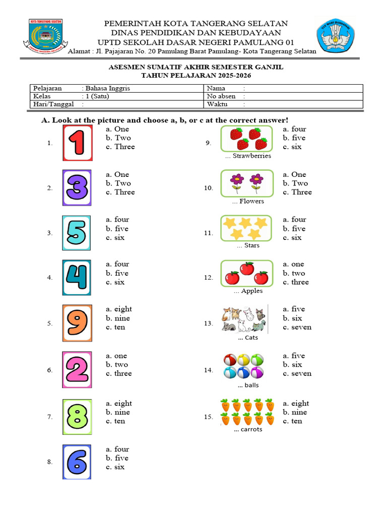 UAS Bahasa Inggris Kelas 1 2025 PDF | PDF | Chess Theory | Chess