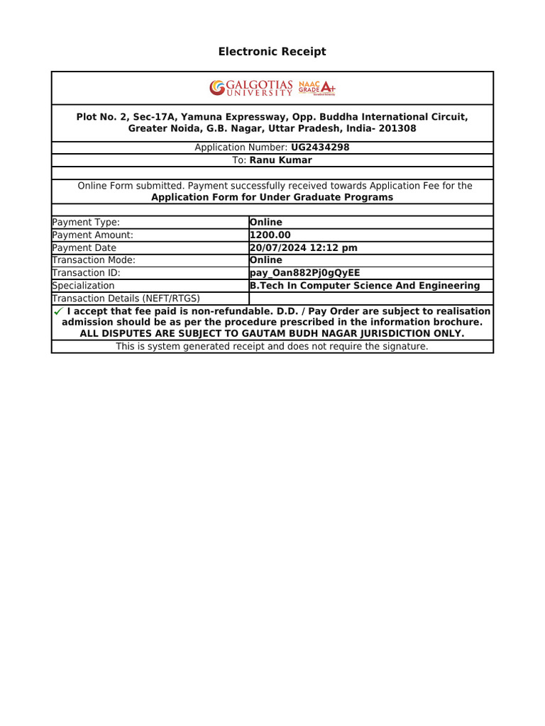 Acknowledgement Receipt | PDF