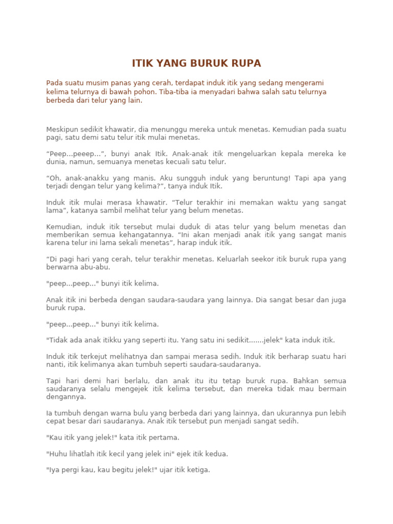 Itik Yang Buruk Rupa | PDF